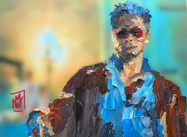 ORIGINAL TYLER DURDEN Fight Club Palette Knife Portrait Painting Wall ...