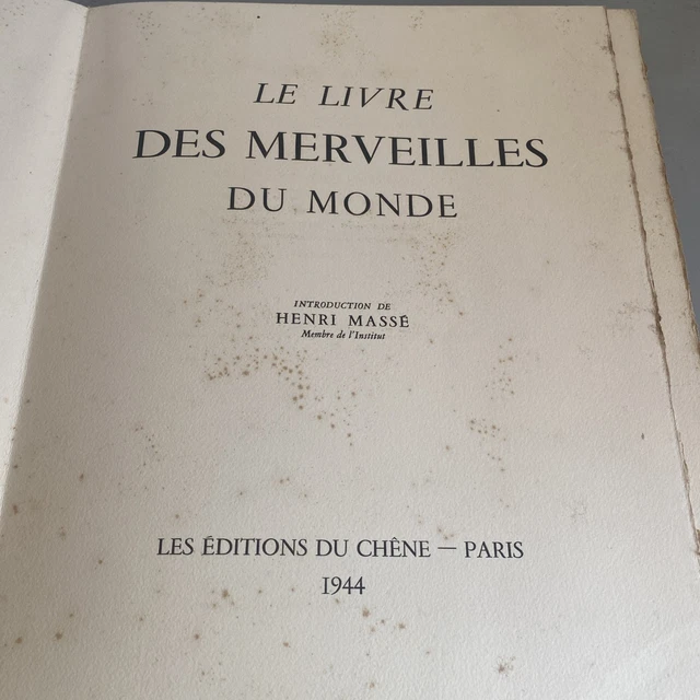 LE LIVRE DES merveilles du monde 1944 EO Masse Papier D’arches EUR 95 ...