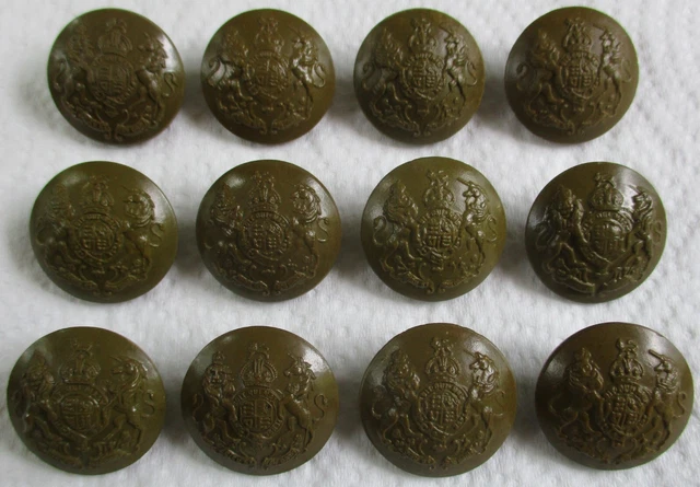 12X BRITISH ARMY:&GENERAL SERVICE BUTTONS" (25mm, WW2 Bakelite War ...