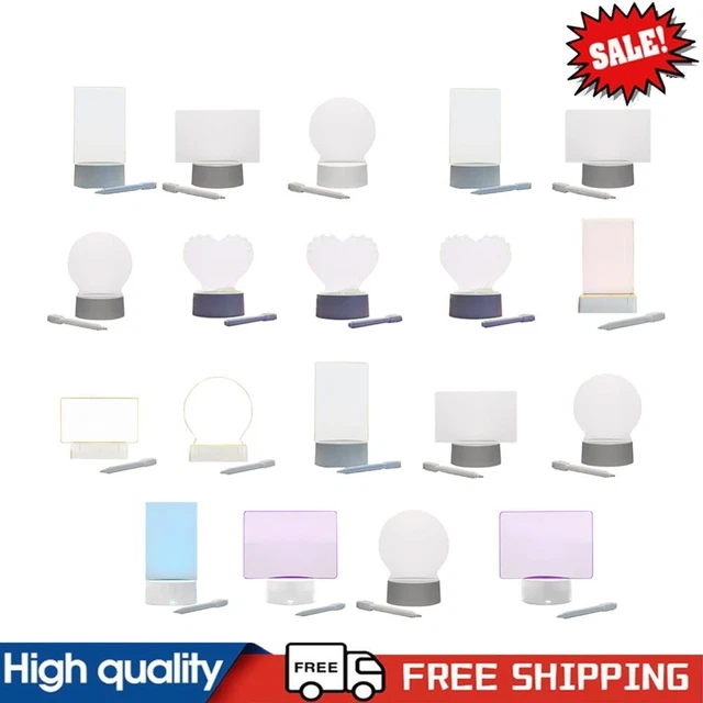LED NIGHT LIGHT Rewritable Acrylic DIY Table Lamps with Pen for Home ...