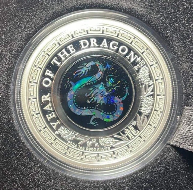AUSTRALIAN OPAL LUNAR Series 2024 Year of the Dragon 1oz Silver Proof ...