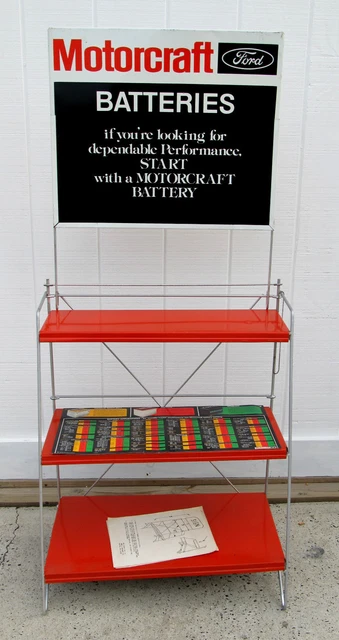 RARE 70'S ORIGINAL Ford Motorcraft Battery Display Rack Sign & Box ...