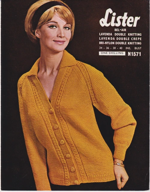 ORIGINAL VINTAGE LISTER knitting pattern N1571 - Lady's cardigan with ...