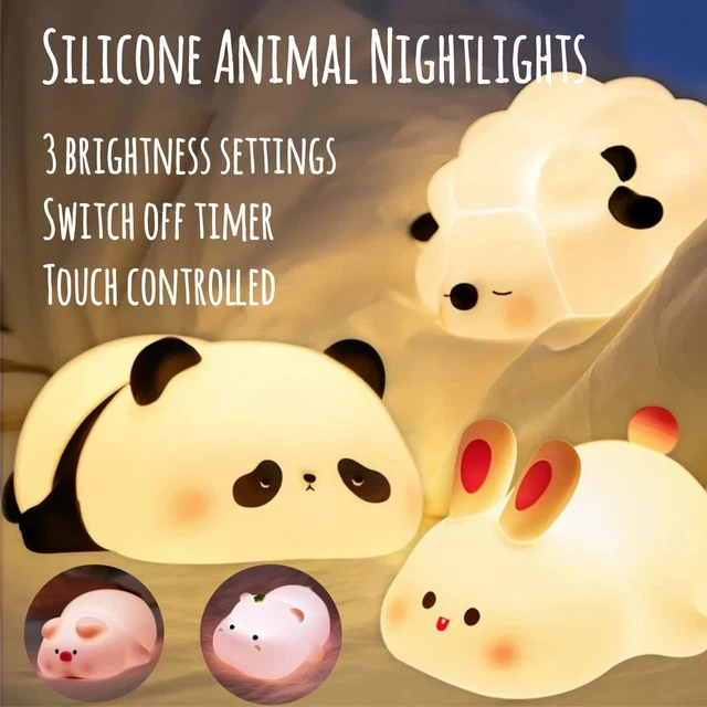 ANIMAL NIGHT LIGHT Soft Silicone Cute Dimmable For Kids Desk Touch Lamp ...