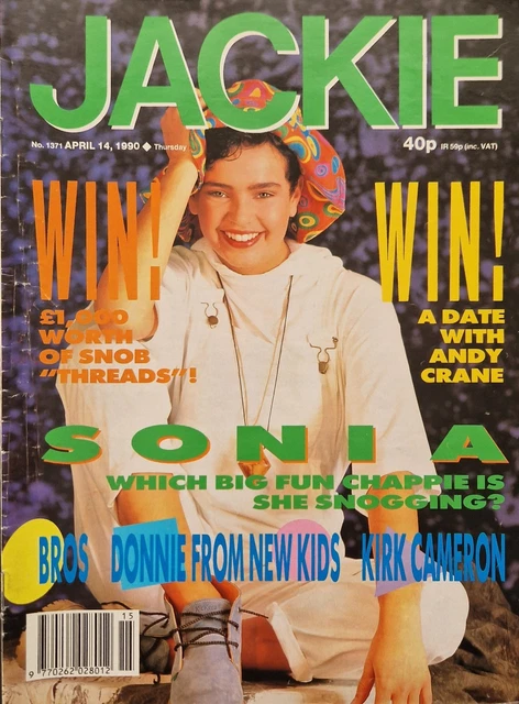 JACKIE MAGAZINE 14 April 1990 - Betty Boo, Sonia, Clive Owen, Bros £11. ...