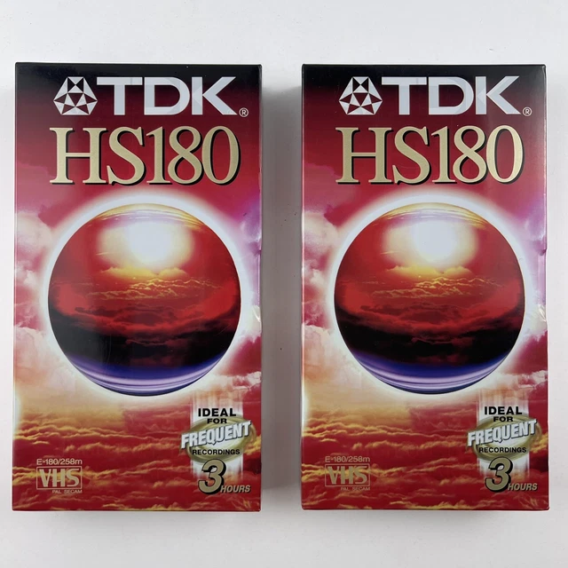 TDK HS 180 VHS Video Cassette Blank 3 Hour Tapes Brand New Sealed x 2 E ...