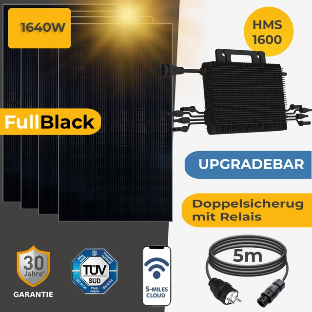 BALKONKRAFTWERK 1640W MIT Hoymiles HMS1600 drosselbar+ 4 TopCon ...