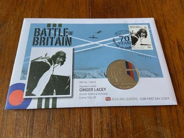 BATTLE OF BRITAIN. GINGER LACEY. 70th ANNIVERSARY Commemorative Coin in ...