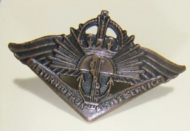 WW2 RAAF RETURNED from Active Service Badge GENUINE Royal Australian ...