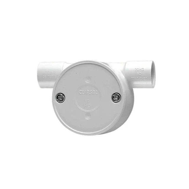 CLIPSAL CONDUIT ROUND Junction Box Tangential 2 Way Through 20mm Gray ...