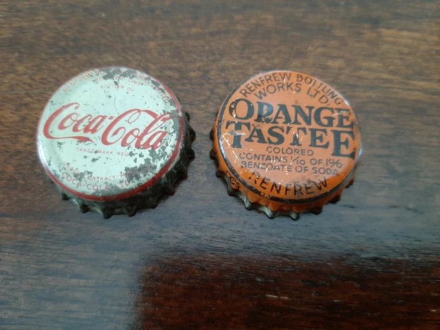 VINTAGE RARE RENFREW Ontario Soda Bottle Caps, Orange Tastee And Coca ...