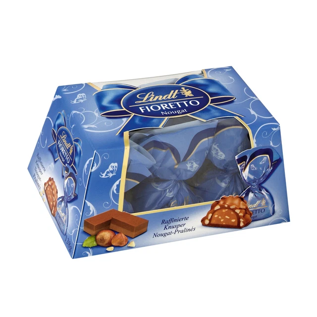 LINDT FIORETTO PRESENT Crispy Chocolate with Nougat Fill 138g £5.33 ...