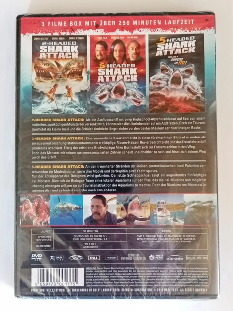 2, 3 & 5-Headed Shark Attack...Horror Region 2 DVD...Brand New Sealed ...