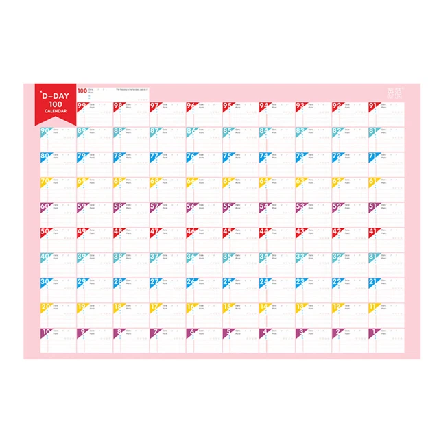 20 SHEETS COUNTDOWN Wall Chart Habit Calendar Planner Paper Monthly ...