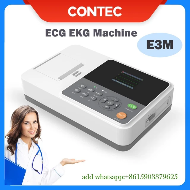 CONTEC E3M PORTABLE ECG/EKG Electrocardiograma ECG machine,12-Lead EKG ...