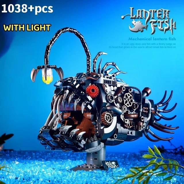 MOC ANGLER FISH Deep Sea Lantern with Light 1038 Pcs Brick Building ...