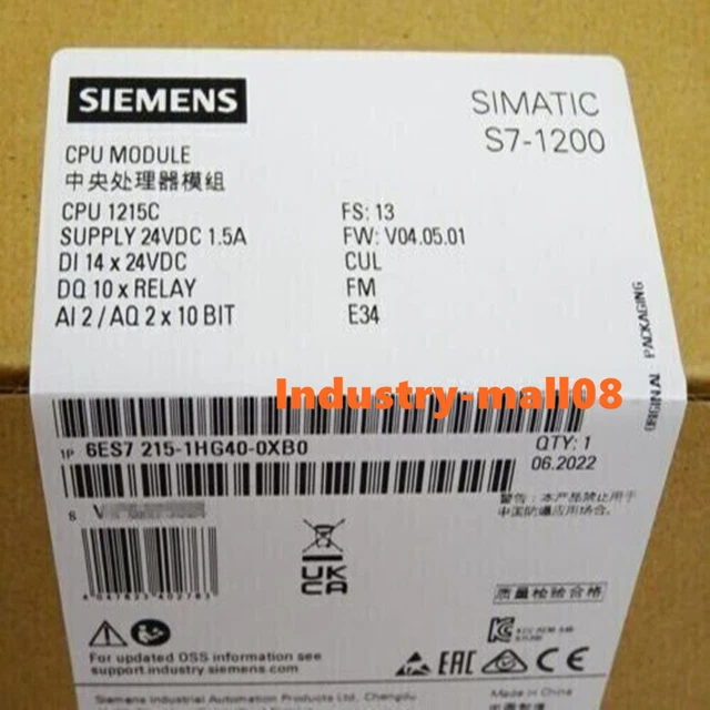 NEW SIEMENS 6ES7215-1HG40-0XB0 6Es7 215-1Hg40-0Xb0 Simatic S7-1200, Cpu ...