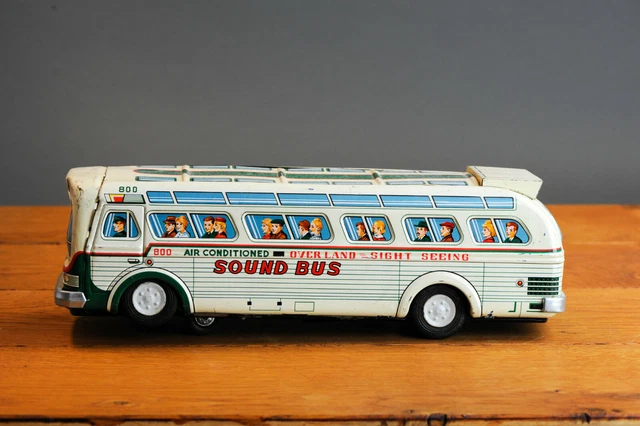 #ANTIQUE TIN TOY# Masudaya Japan Airconditioned sound bus touring Car ...