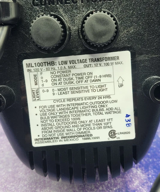 MALIBU LANDSCAPE INTERMATIC ML100THB 100w Low Voltage Power Pack ...