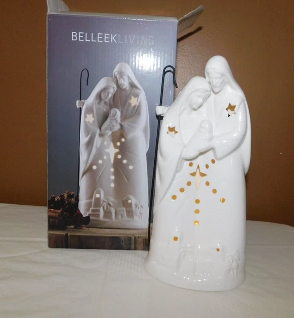 BELLEEK LIVING POTTERY Nativity Holy Family Figurine Light Up Ireland £ ...