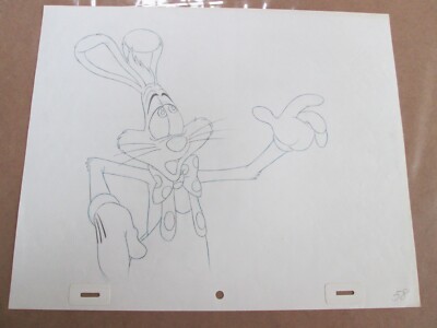 WHO FRAMED ROGER Rabbit Disney production cel Drawing large Roger 1988 ...