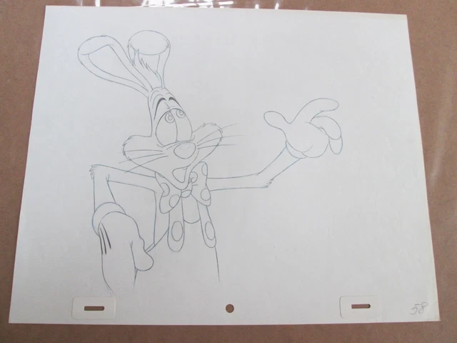 WHO FRAMED ROGER Rabbit Disney production cel Drawing large Roger 1988 ...