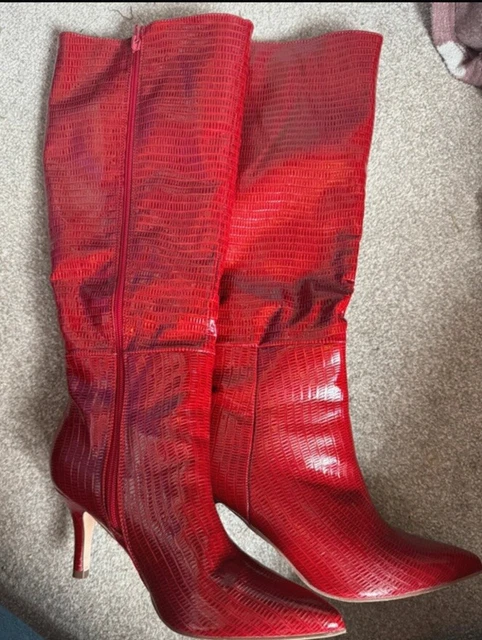 WOMEN’S RED SNAKE Print Knee High Boots Size 8 £12.99 - PicClick UK