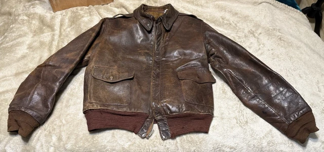 VINTAGE 40S USAAF WW2 A2 Leather Flight Bomber Jacket Mens 44 US ...