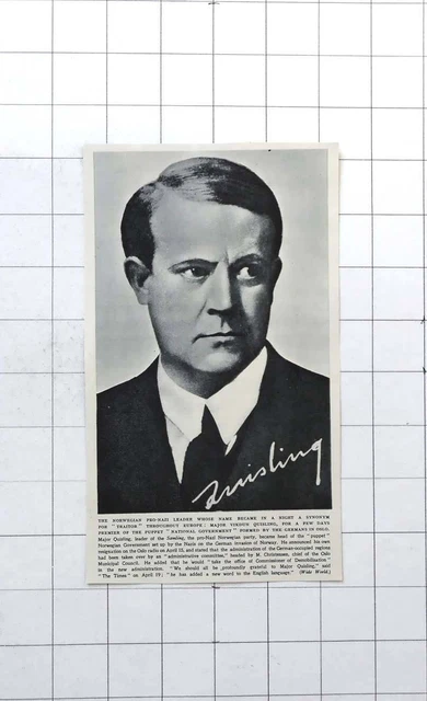 1940 MAJOR VIKDUN Quisling, Norwegian Pro Nazi Leader EUR 8,43 ...