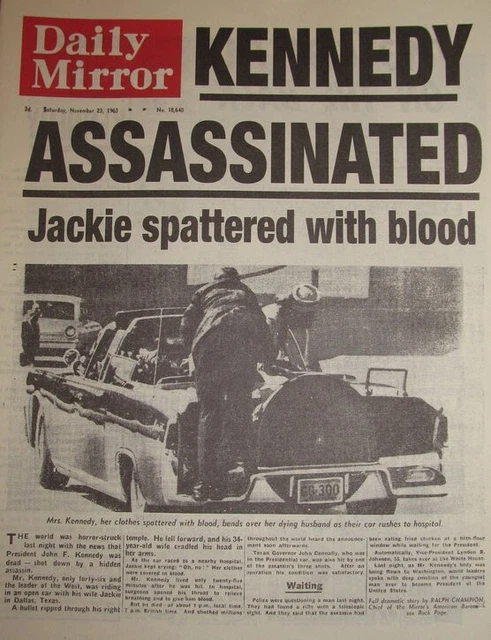 1963 JOHN F Kennedy Murdered Newspaper JFK Vintage Old Dr Who 1st ...