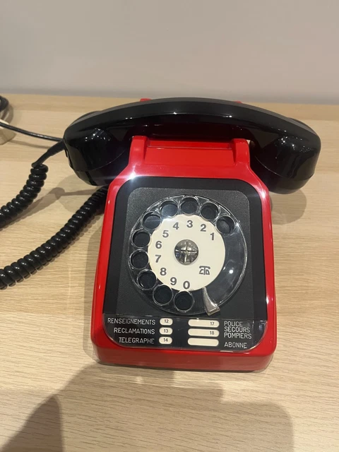 TÉLÉPHONE VINTAGE SOCOTEL S63 rouge et noir à cadran EUR 120,00 ...