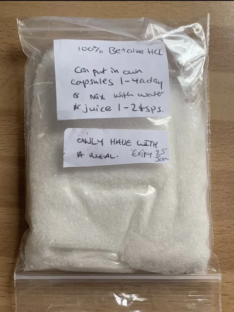 BETAINE HCL POWDER 4x50g = 200g. 100% Pure HCL no added additives. £6. ...