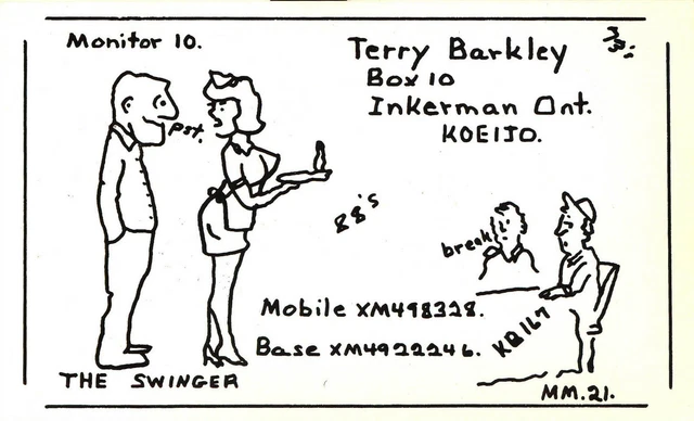 VINTAGE CB RADIO QSL postcard comic Barkley family 1970s Inkerman ON ...