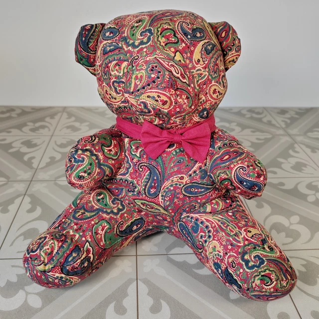 VINTAGE JOHN LEWIS Teddy Bear Soft Toy Paisley Cotton £24.99 - PicClick UK