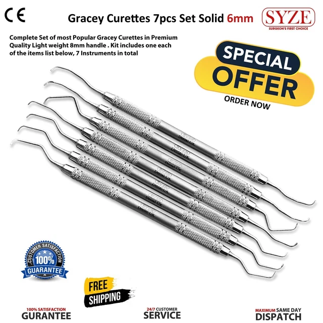 DENTAL GRACEY CURETTES For Anterior Teeth Periodontal Root Scalers ...
