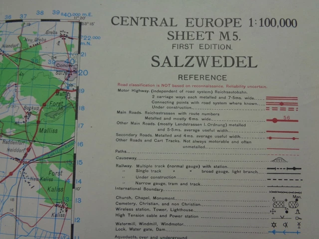 WW2 BRITISH MAP of GERMANY entitled "SALZWEDEL" (Scale 1:100,000) EUR ...