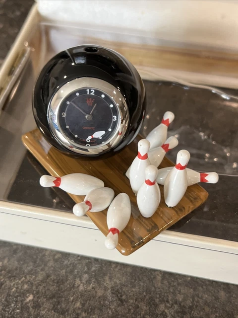 WATERBURY CLOCK CO Bowling Ball Desk Clock Paperweight With Spring ...