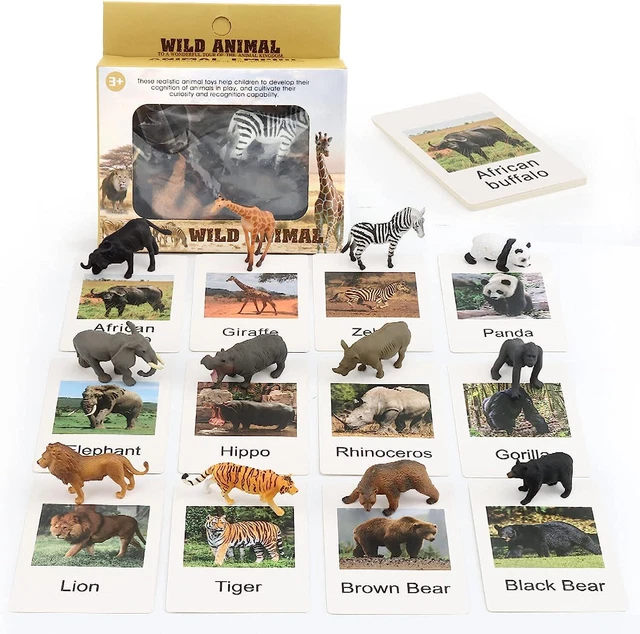 MONTESSORI REALISTIC ANIMAL Figures with Flash Cards, Educational ...