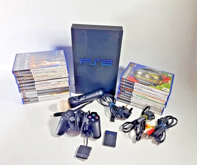 SONY PLAYSTATION 2 Black Console + Controller Bundle Fat PS2 + Games £ ...