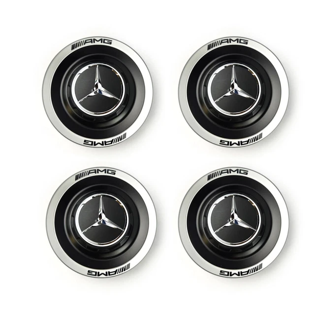 4X MERCEDES AMG Hub Cap Cover A0004005700 9283 Matte Black / Silver £ ...