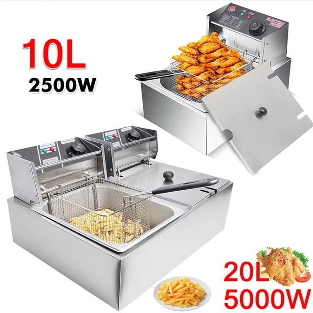10L/20L ELECTRIC DEEP Fryer Single/Dual Tank Commercial Stainless Steel ...