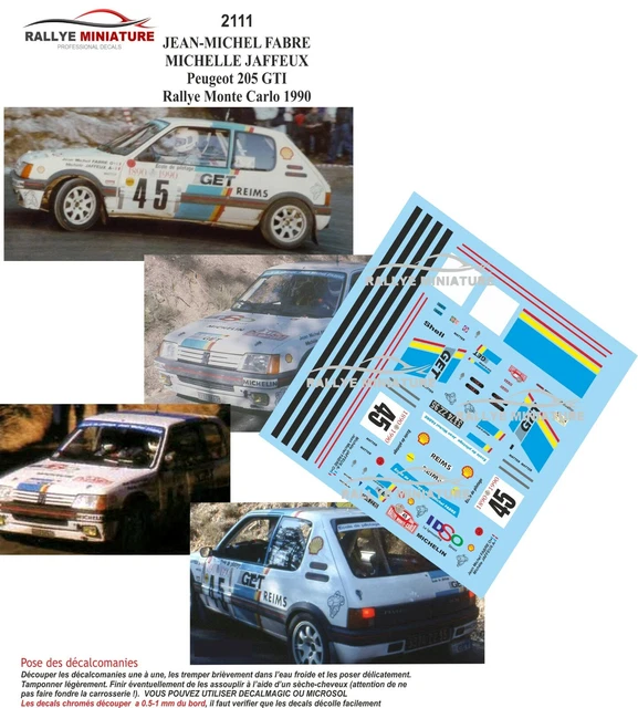 DECALS 1/43 PEUGEOT 205 Gti Ivens Rallye Du Rouergue 1988 Rally EUR 5 ...