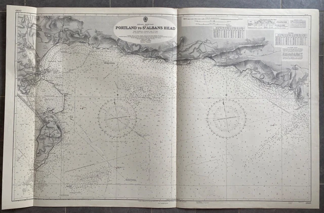 1937 (1960) ANTIQUE Map; Admiralty Chart 2610 Portland to St Albans ...