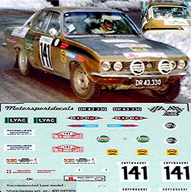 OPEL MANTA A - Rallye Monte Carlo 1976 - #141 1:87 Decalcomania EUR 10 ...