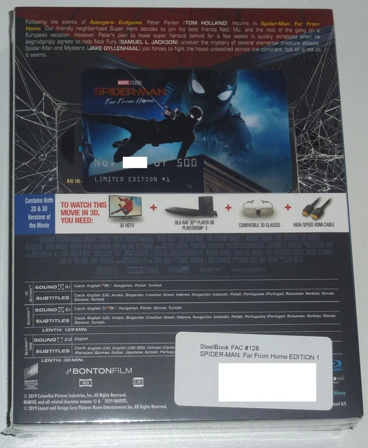 SPIDER-MAN FAR FROM Home Filmarena Full-Slip 3D 3-Disc Blu-Ray Steelbook Neu Ovp EUR 99,90 ...
