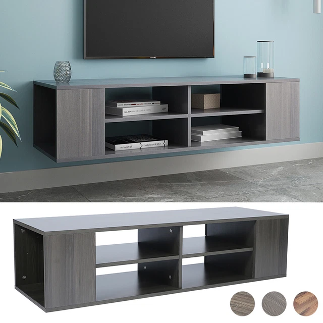 WALL MOUNTED MEDIA Console Floating TV Stand Component Shelf Height ...