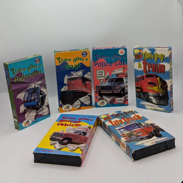 VTG LOT OF 6 Kids VHS There Goes a Helicopter FireTruck Boat Train ...