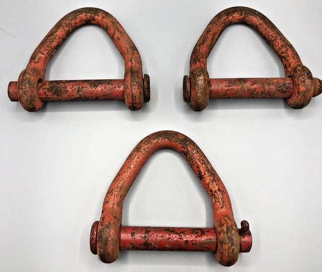 ANTIQUE VINTAGE HEAVY Duty Lifting Shackles Hoist Winch Rigging Tools ...