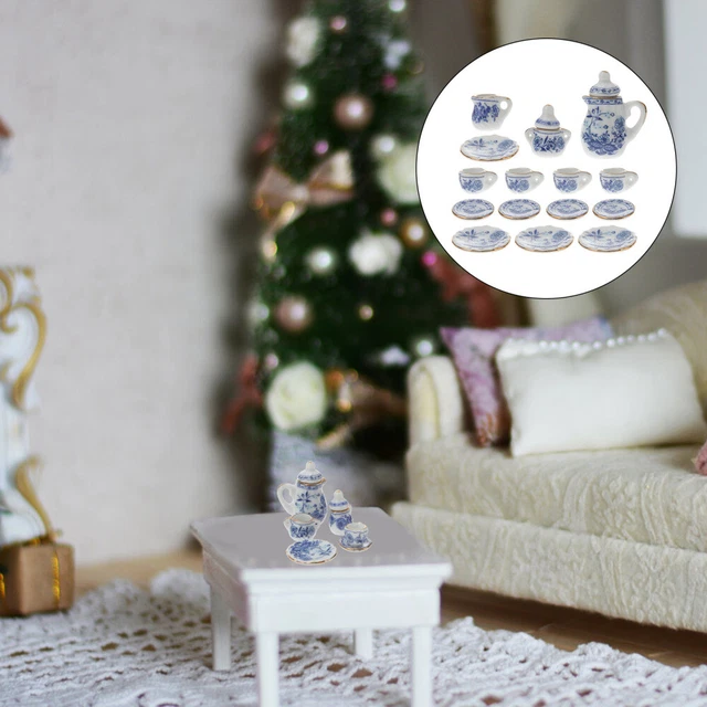 TEA SET 4X3CM Ceramics Mini Doll House Kitchen Playset Miniture ...