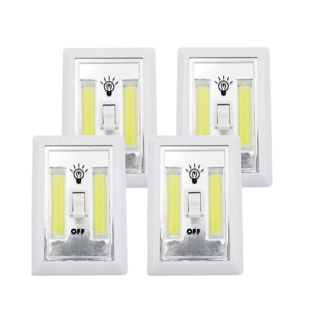 4PCS COB LED Switch LED Wall Lights Night Light On/Off Hallway Kitchen ...
